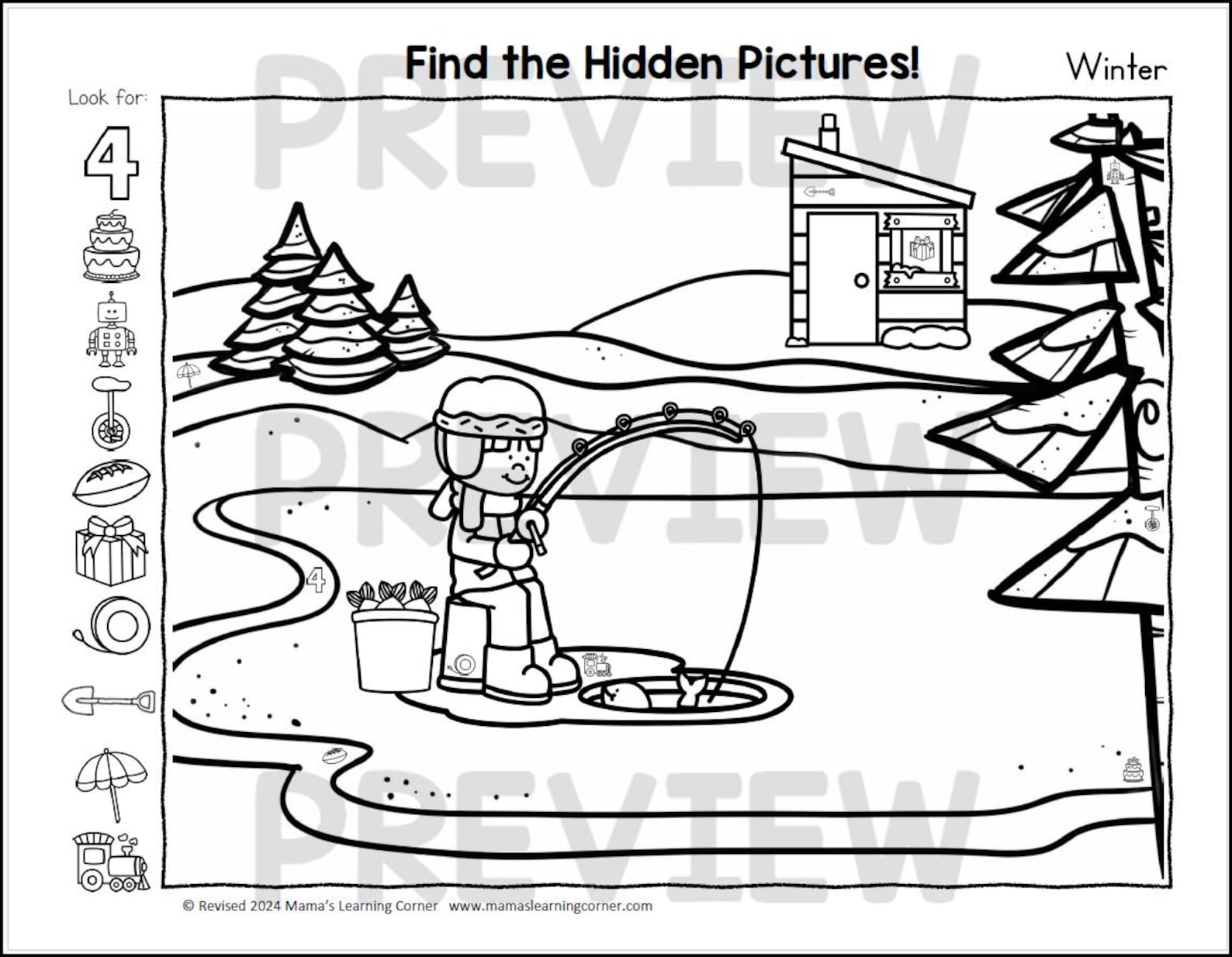 Winter Hidden Pictures Worksheets Seek and Find Objects - Etsy