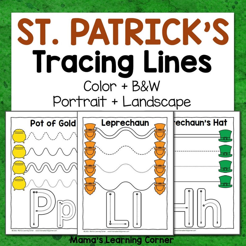 St. Patrick’s Day Tracing Worksheets for Preschool - Etsy