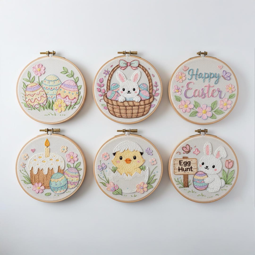 6 Easter Punch Needle Pattern | Bunny, Chick, Egg Designs (digital ...