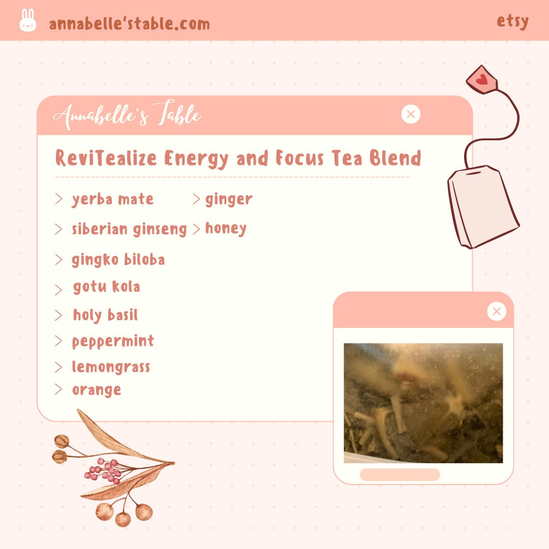Revitealize Energy and Focus Tea Blend Mental Clarity Herbal Tea - Etsy