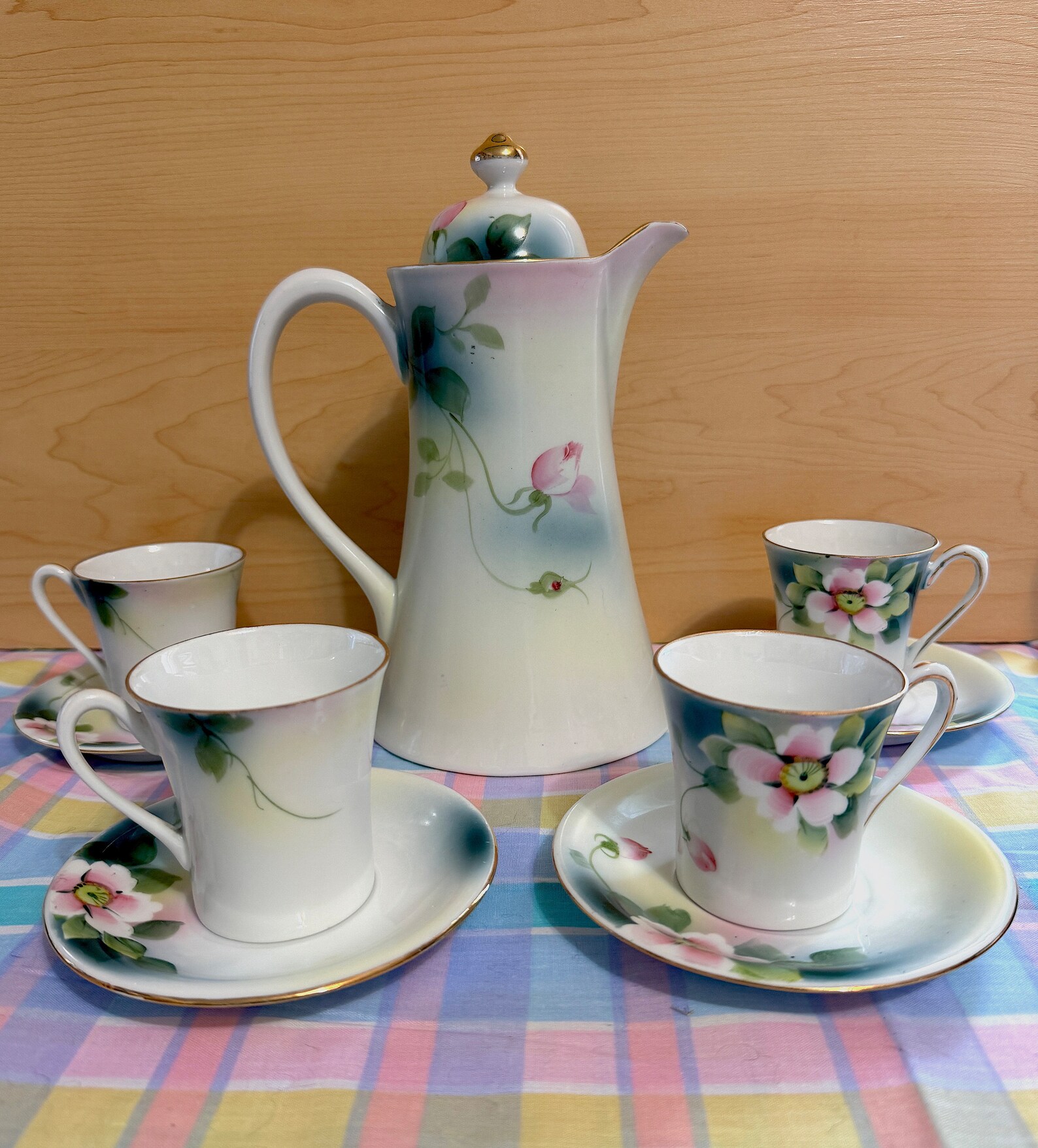 Vintage Antique Hand Painted Nippon Tea Set Dogwood Design With Gold ...