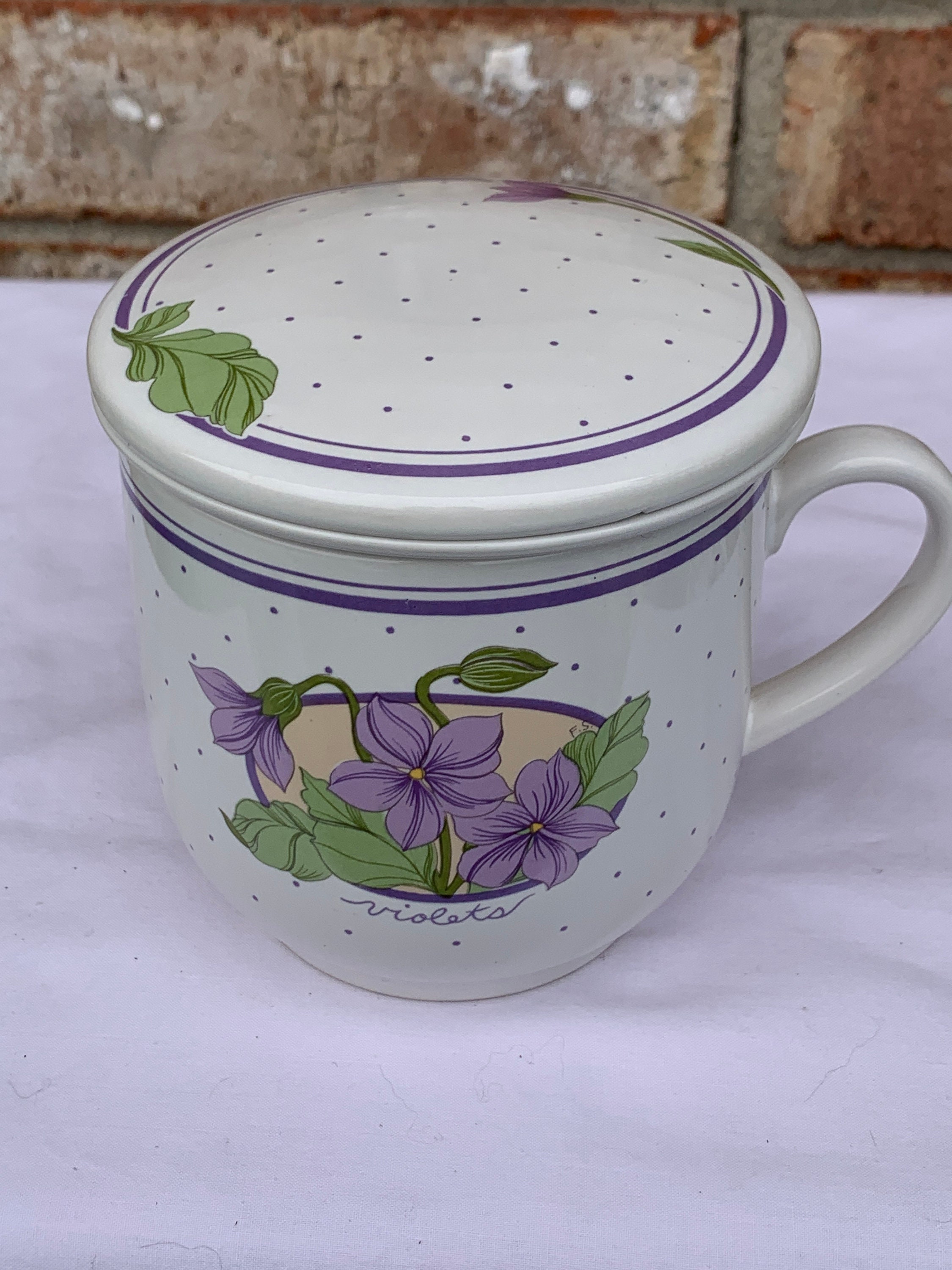 Purple Flower Violets Polka Dot Pattern Tea Infusing Mug With - Etsy