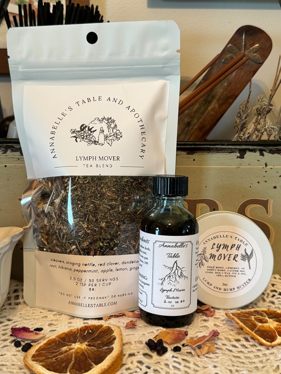 Lymph Mover Trio Herbal Tea Tincture and Salve Apothecary Products - Etsy