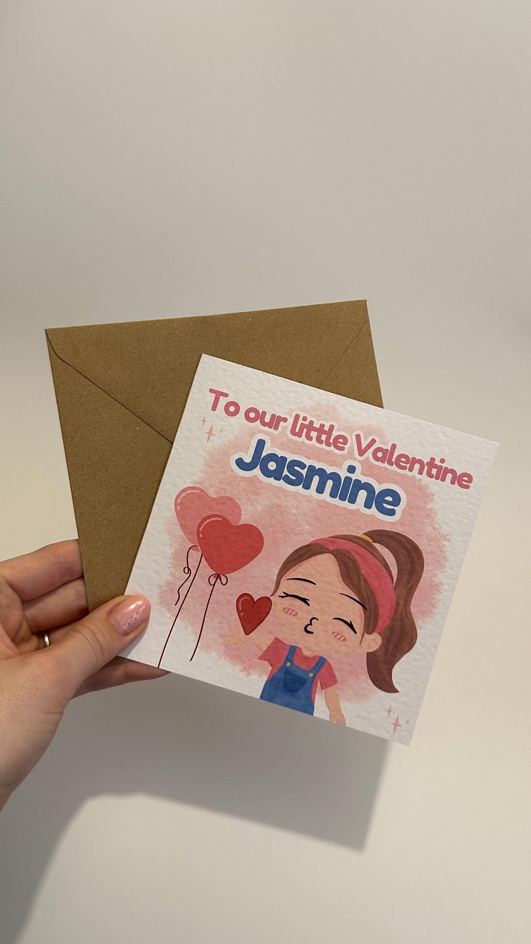 Personalised Kids Valentine’s Day Card, Watercolour Greeting Card - Etsy