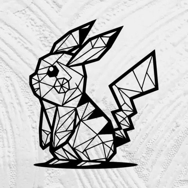 Pikachu Low Poly Line Art - STL - Etsy
