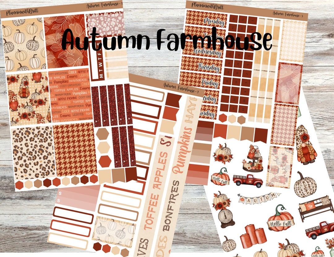 Autumn Farmhouse Weekly Planner Sticker Kit for Erin Condren, Makselife ...