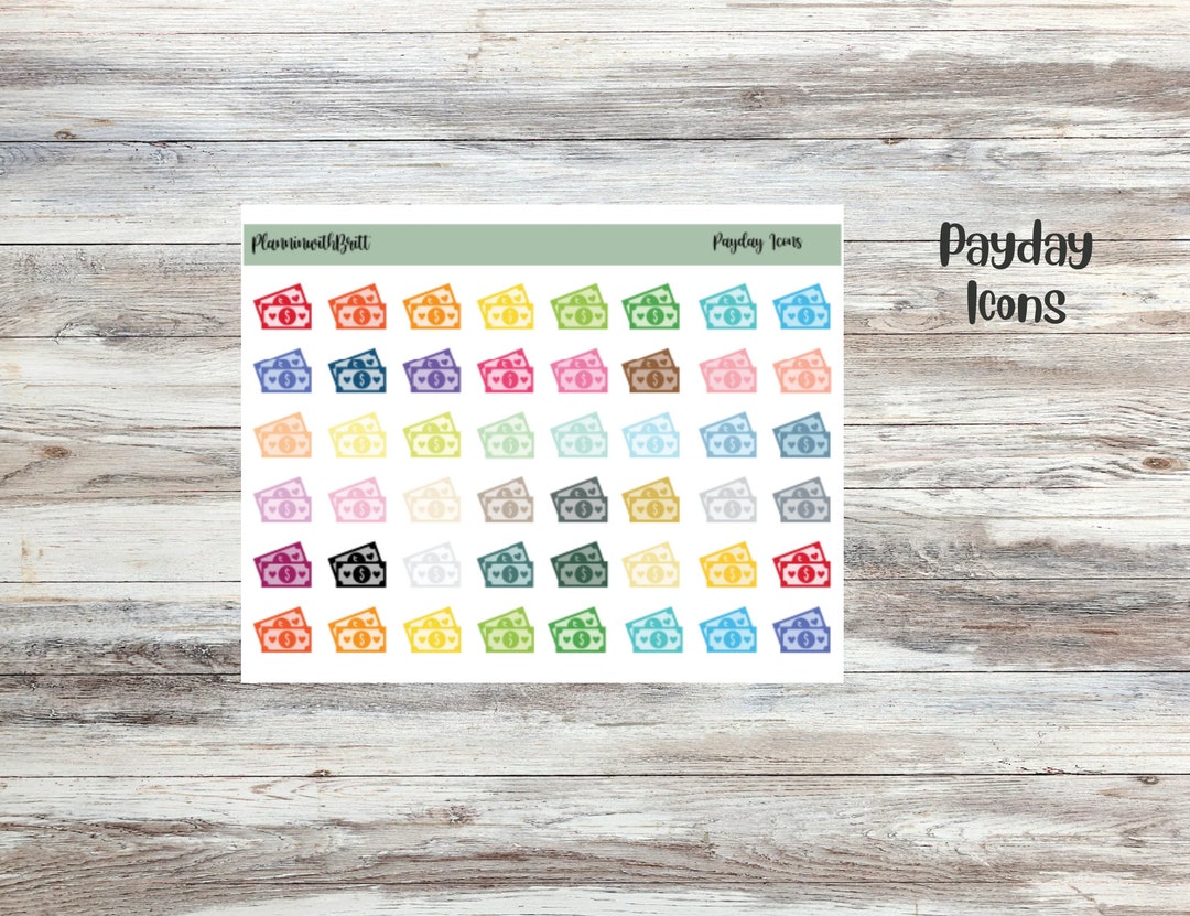Payday Icons Sheet, for Erin Condren, Happy Planner, Makselife, Plum ...