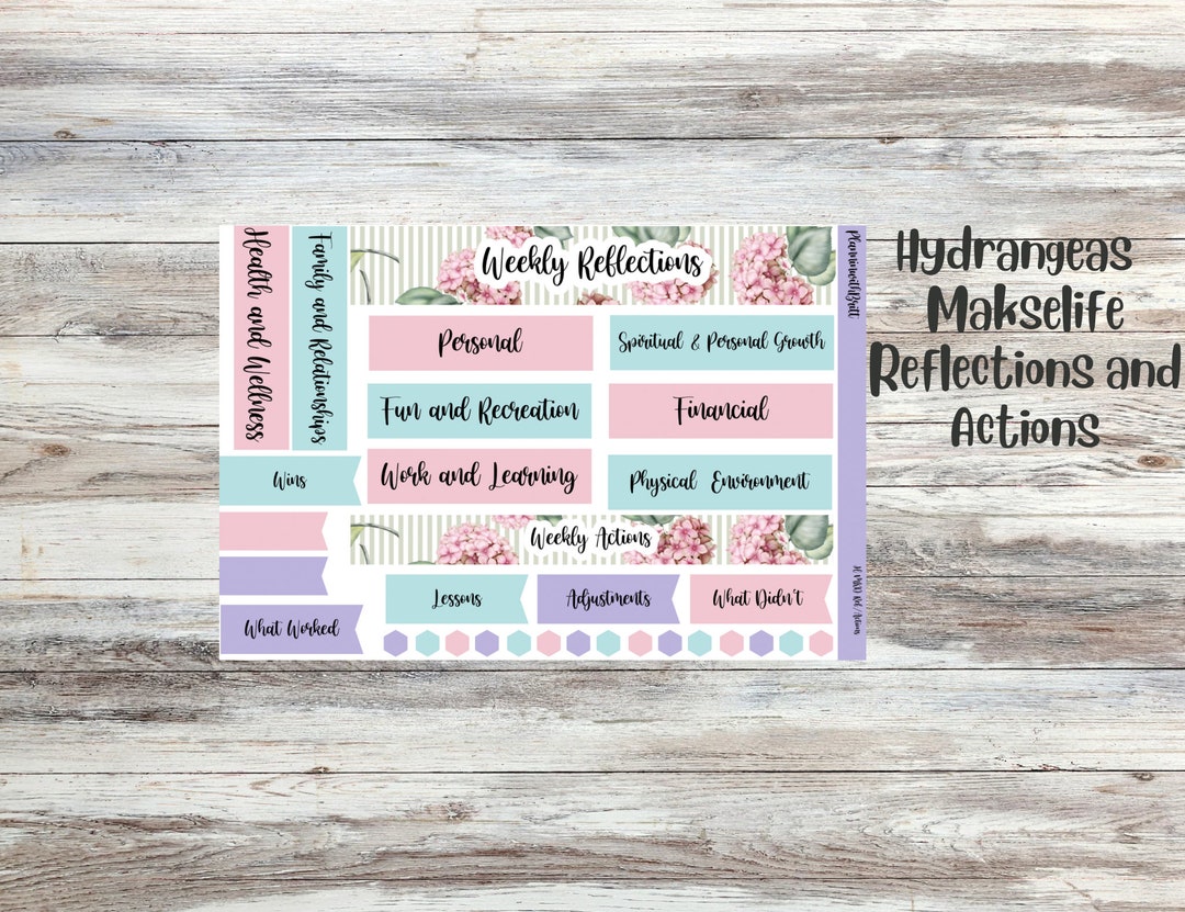Hydrangeas Makselife A5 Weekly Actions/reflections Sheet - Etsy