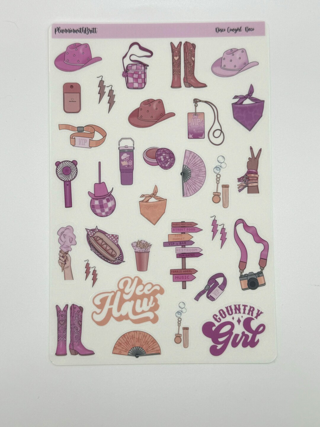 Disco Cowgirl Clear Deco Sheet for Erin Condren, Makselife, Plum Paper ...