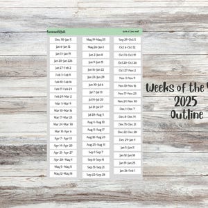 Weeks of the Year 2025-small Script Stickers for Erin Condren, Happy ...