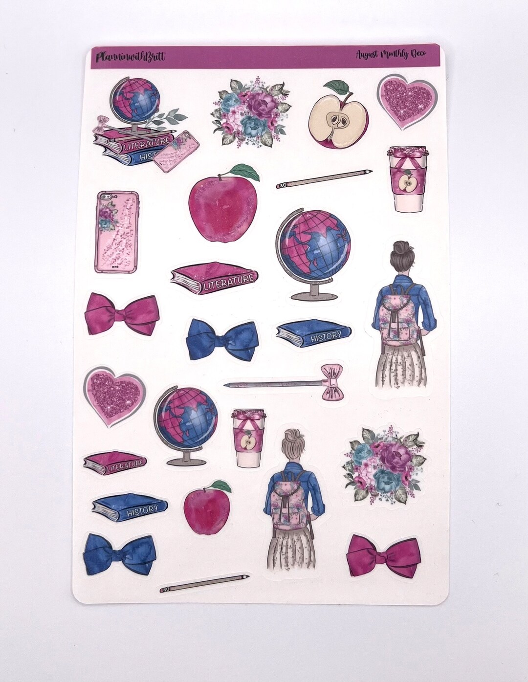 August Monthly Clear Deco Sheet for Erin Condren, Makselife, Plum Paper ...