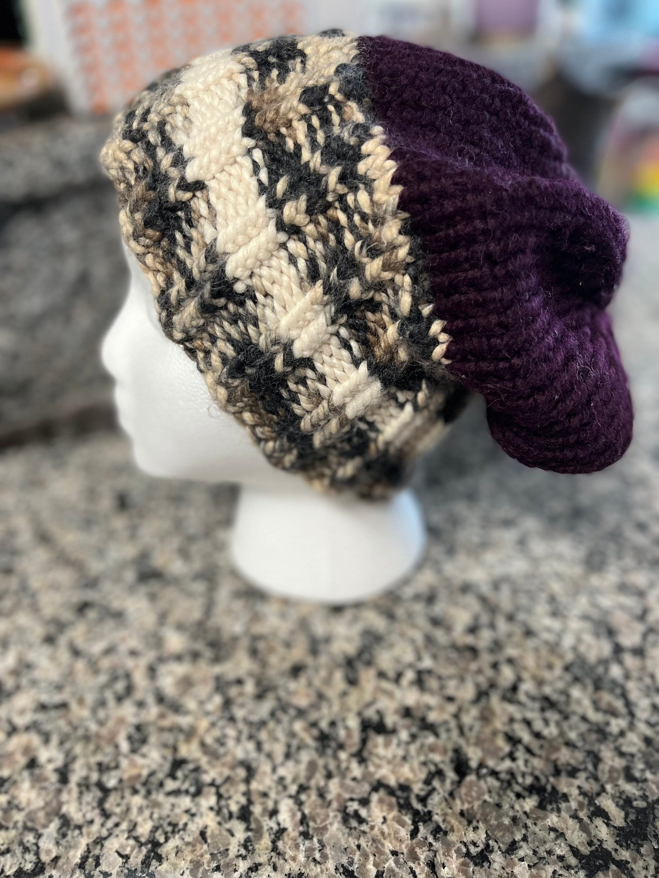 Scrap Yarn Medley Series- Royal Cow Slouchy Beanie - Etsy