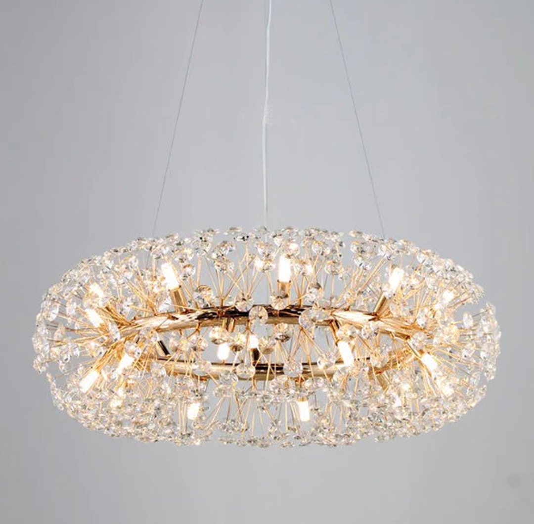 Dandelion Halo Round Crystal Ring Chandelier - Etsy