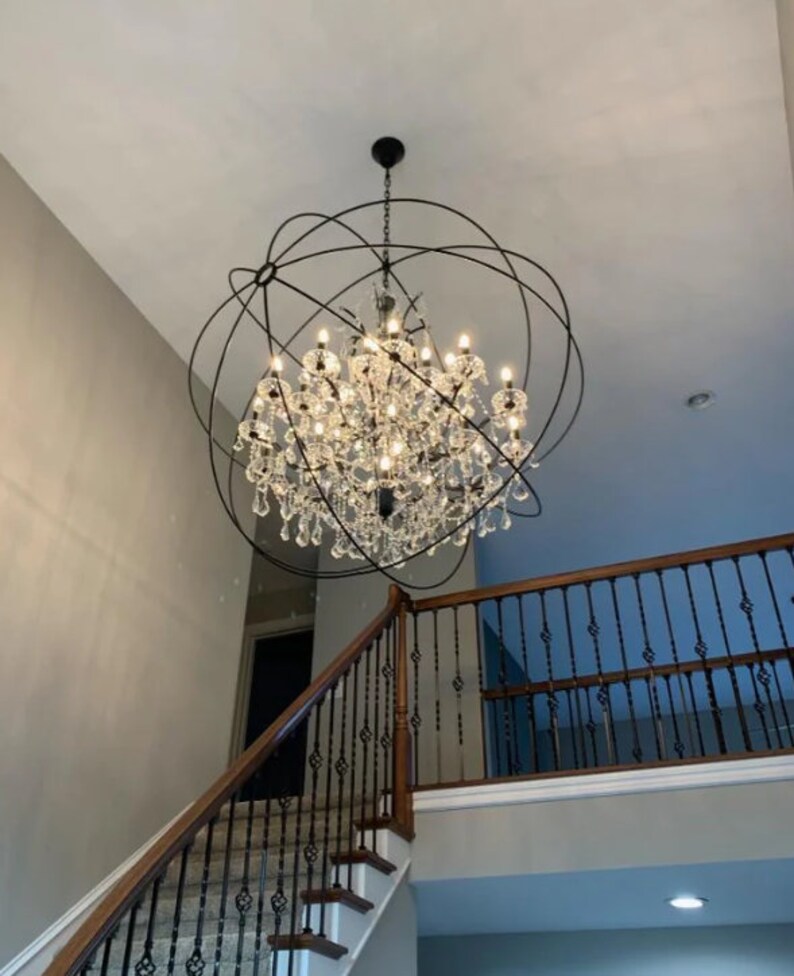 MN Iron Orb Crystal Chandelier - Etsy