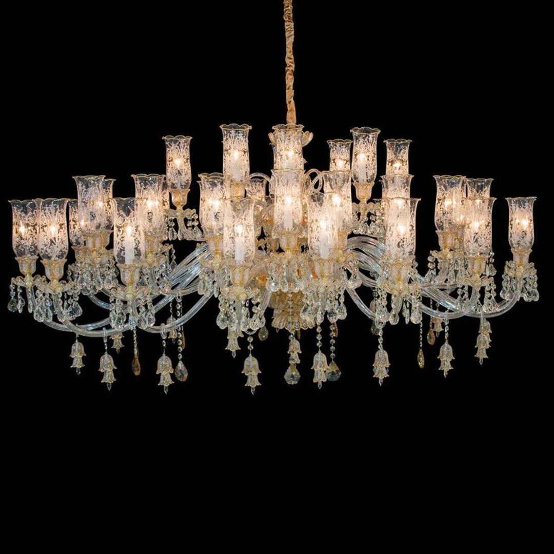 24 Light Oval Linear Marbella Garnier Crystal Chandelier - Etsy