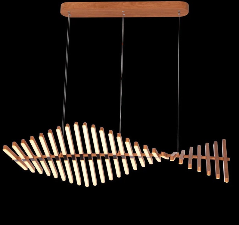 Remy Wood Spiral LED Chandelier - Etsy