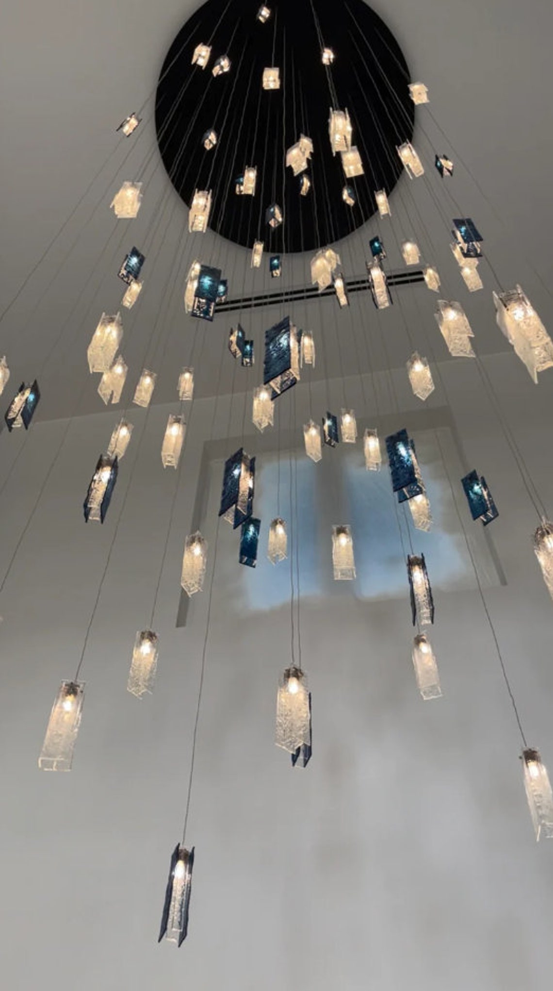 Rain Round Cluster Glass Tile Pendant Chandelier - Etsy
