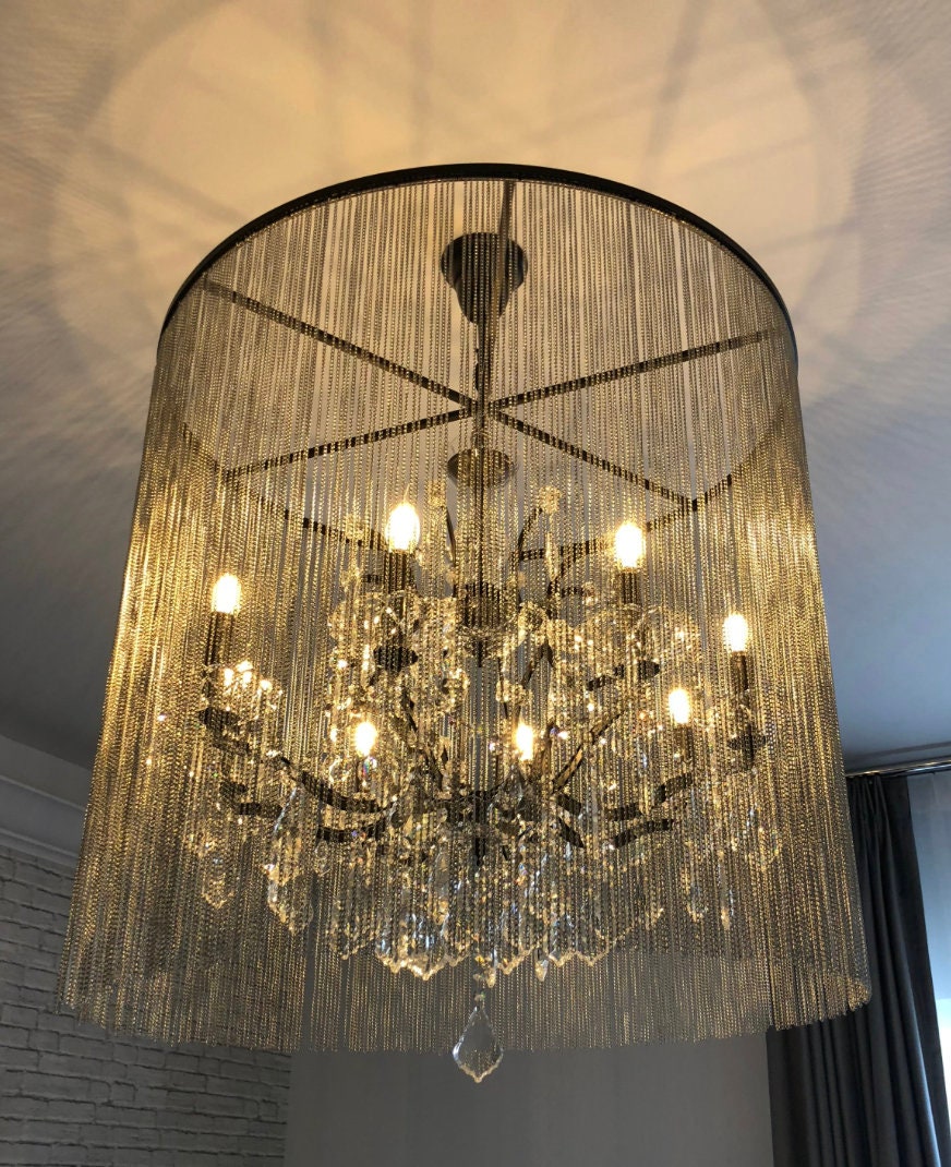 Vaile Chain Link Curtain Crystal Crystal Chandelier - Etsy