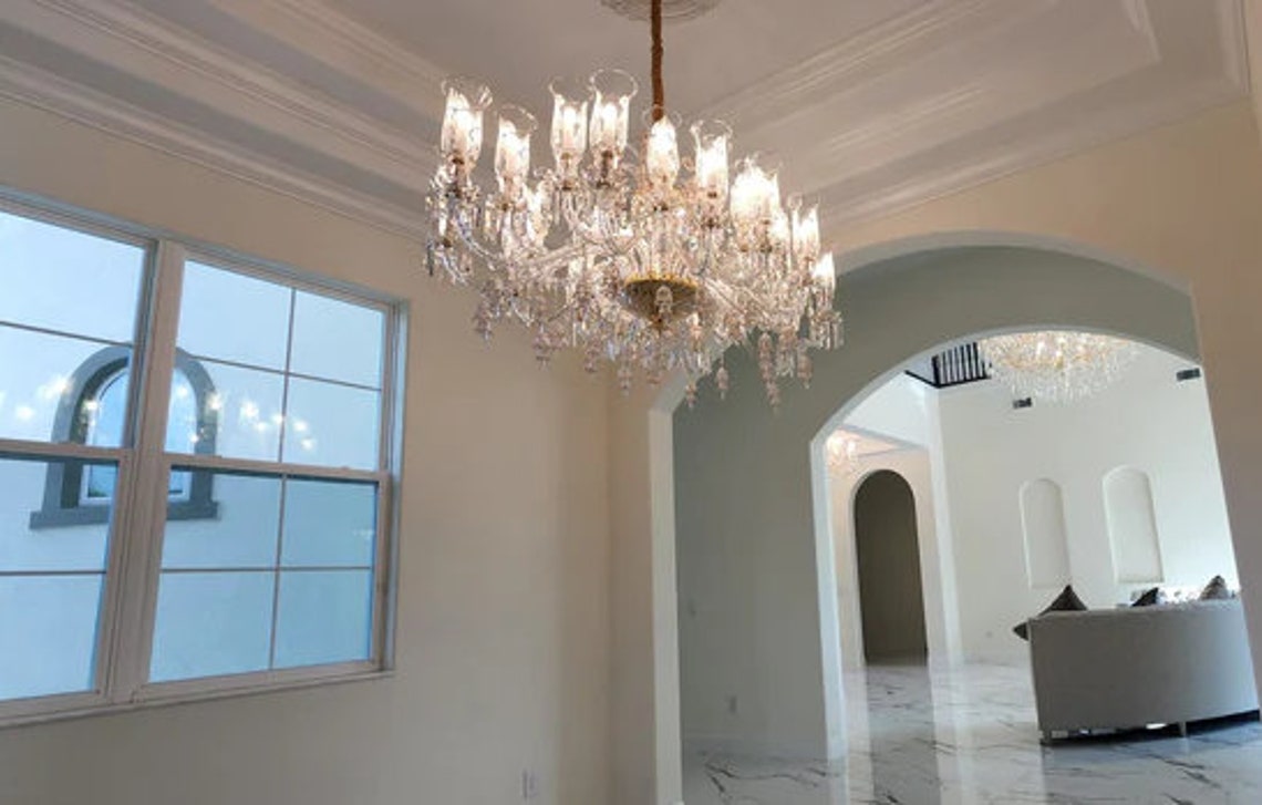 24 Light Oval Linear Marbella Garnier Crystal Chandelier - Etsy
