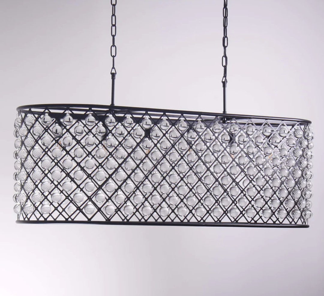 Teardrop Grid Rectangular 10-light Crystal Chandelier - Etsy