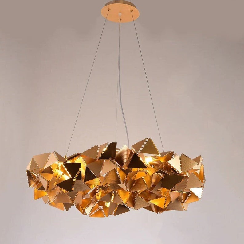 Origami Round Metal Chandelier - Etsy