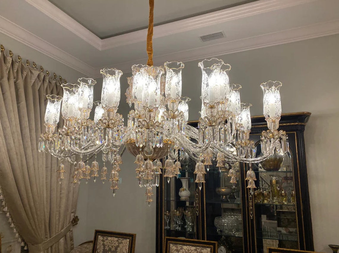 24 Light Oval Linear Marbella Garnier Crystal Chandelier - Etsy