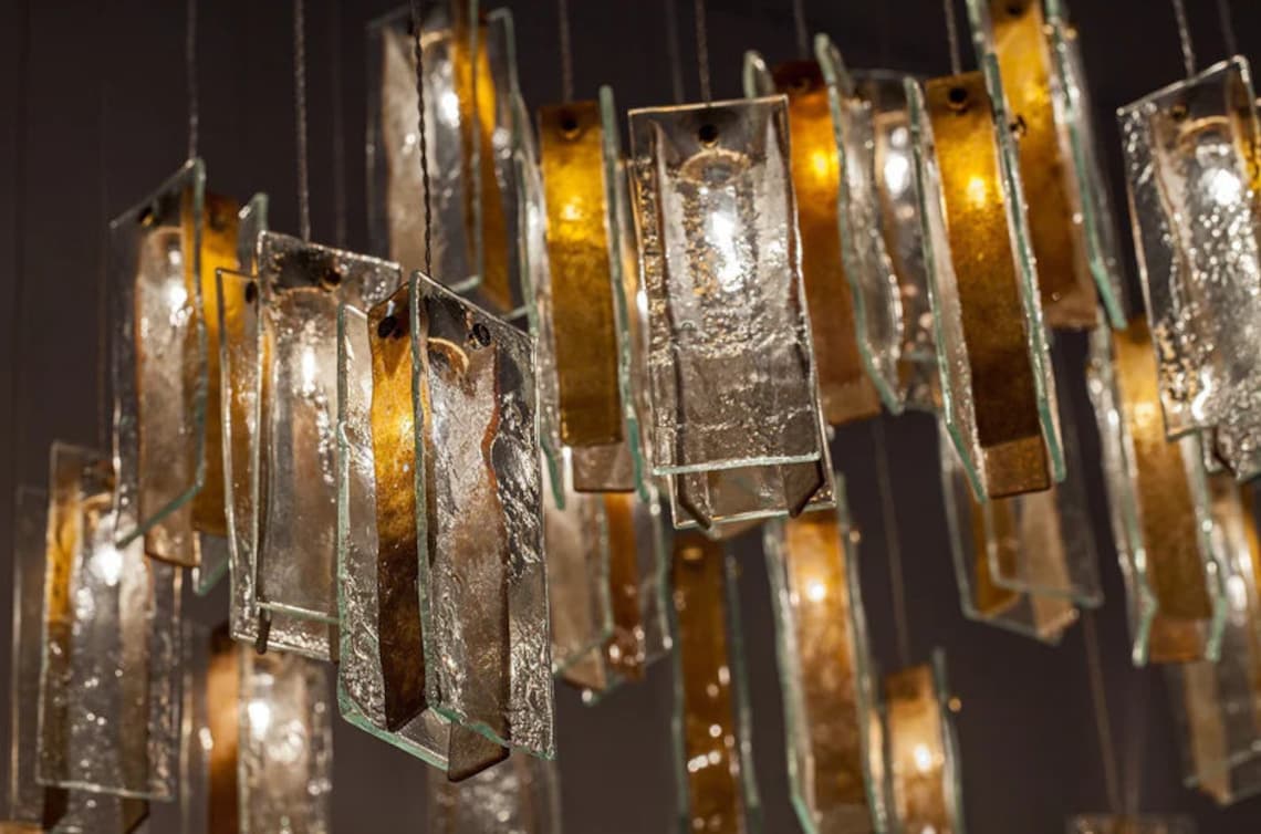 Rain Round Cluster Glass Tile Pendant Chandelier - Etsy