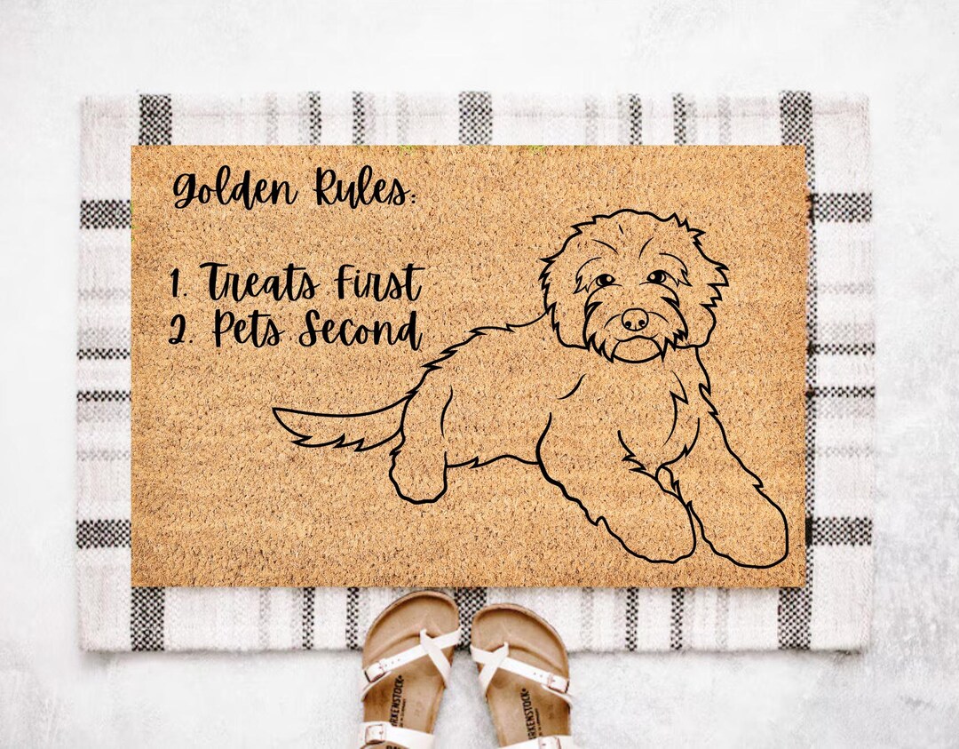 Doodle, Golden Doodle Mat, Dog Welcome Mat, Golden Retriever Poodle ...