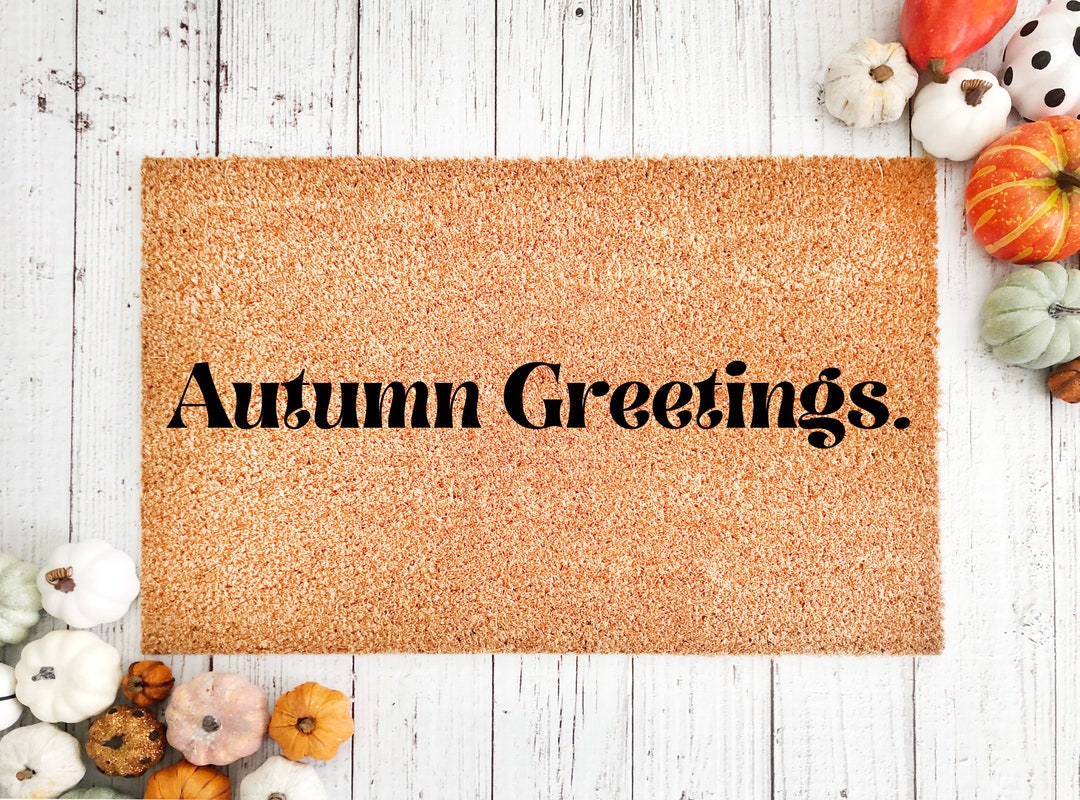 Autumn Greetings Door Mat | Autumn Rustic Fall Doormat | Welcome Mat ...