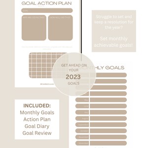GOAL PLANNER BUNDLE Undated Neutral 2023 Printable Productivity Action ...
