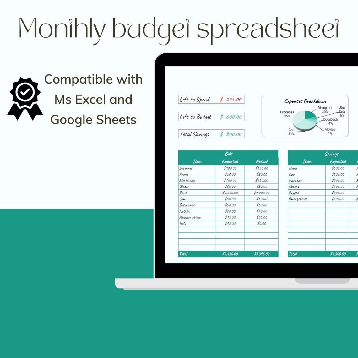 Digital Monthly Budget Planner - Etsy