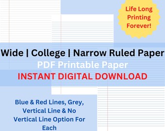 Printable Narrow Ruled Paper - Etsy