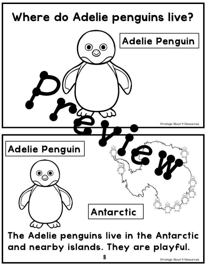 Penguin Unit Kinder Informational Text Guided Readers Fluency Builders ...