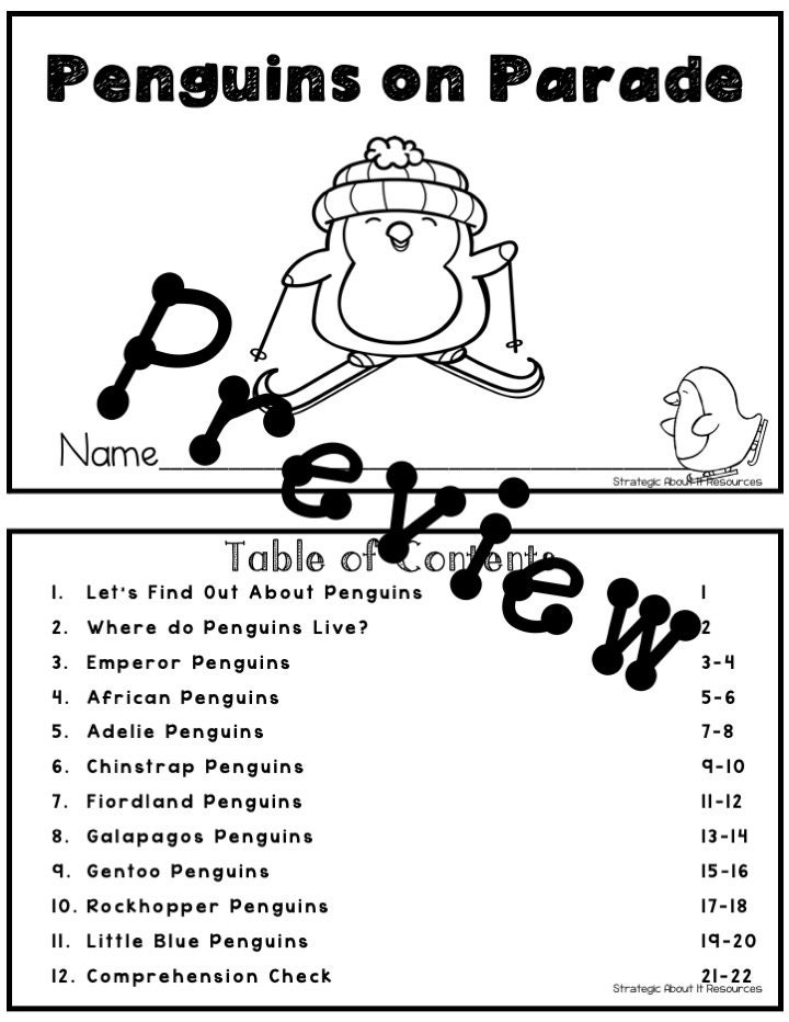 Penguin Unit Kinder Informational Text Guided Readers Fluency Builders ...