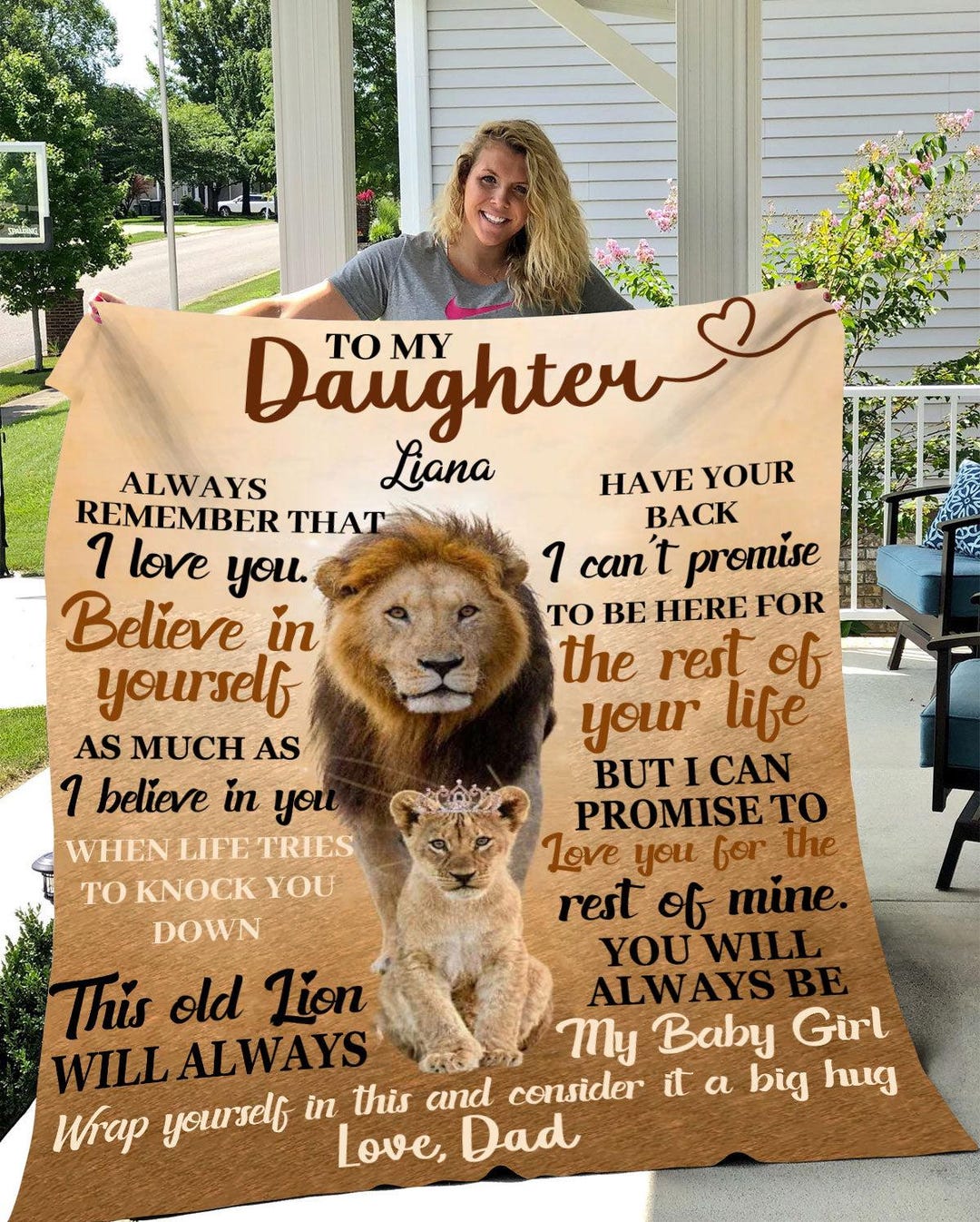 Personalized Daughter Lion Mink Sherpa Blanket (60x80) - Etsy
