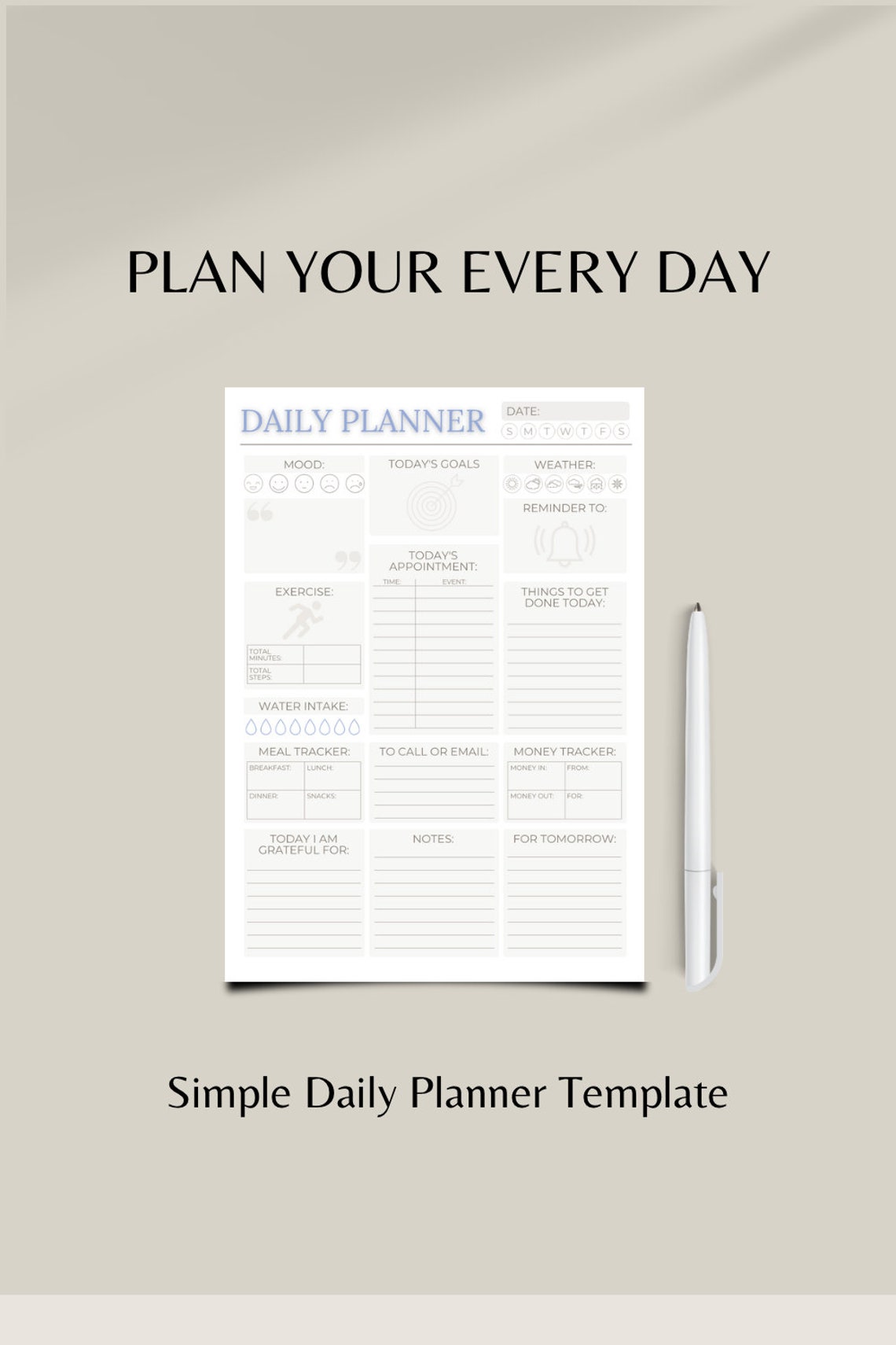 Daily to Do List Printable, Instant Download, Minimal Productivity ...