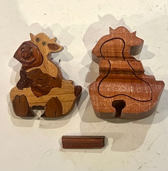 Wooden inlaid puzzle box, RARE & UNIQUE - Gem