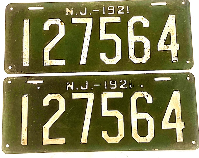 RARE 1921 Matching Pair of NJ License Plates - Etsy