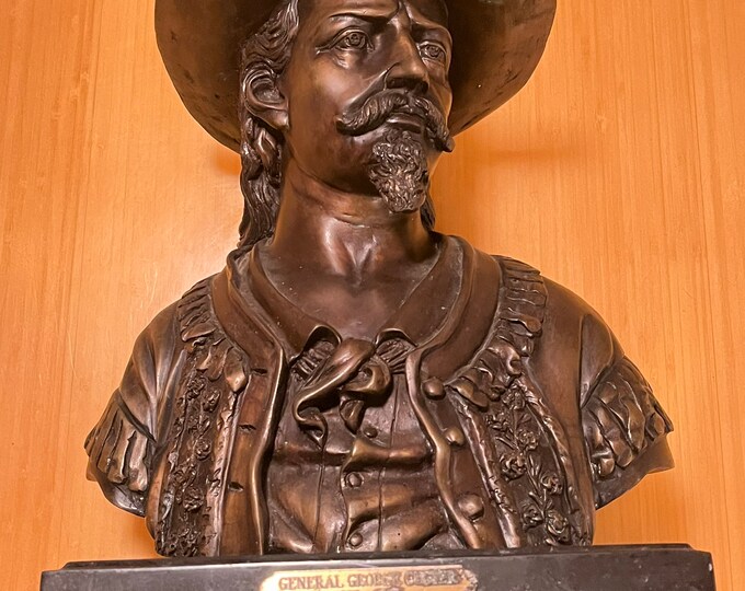 RARE MUSEUM PIECE Antique General George Custer Bronze Bust on Black ...