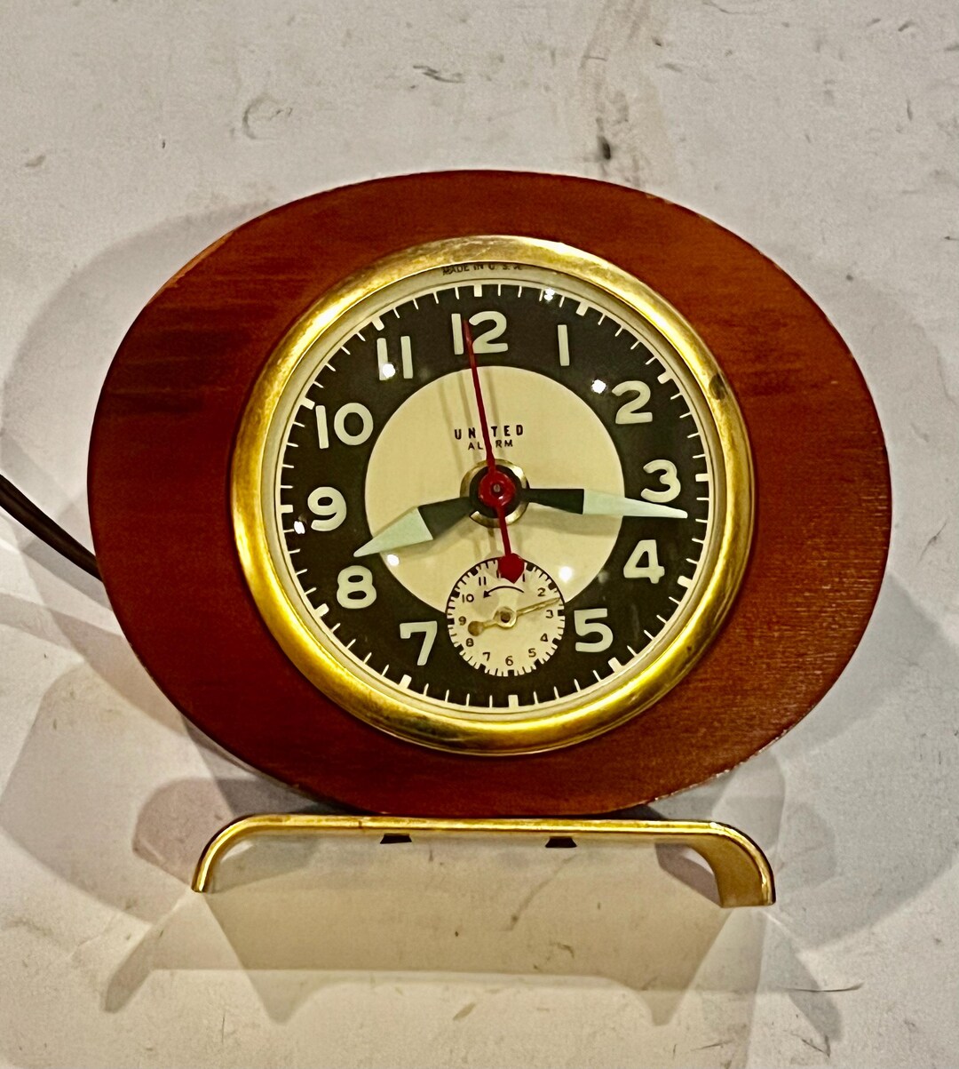 RARE VINTAGE WORKING United Clock Corp. Mantle Alarm Clock Model 482 ...