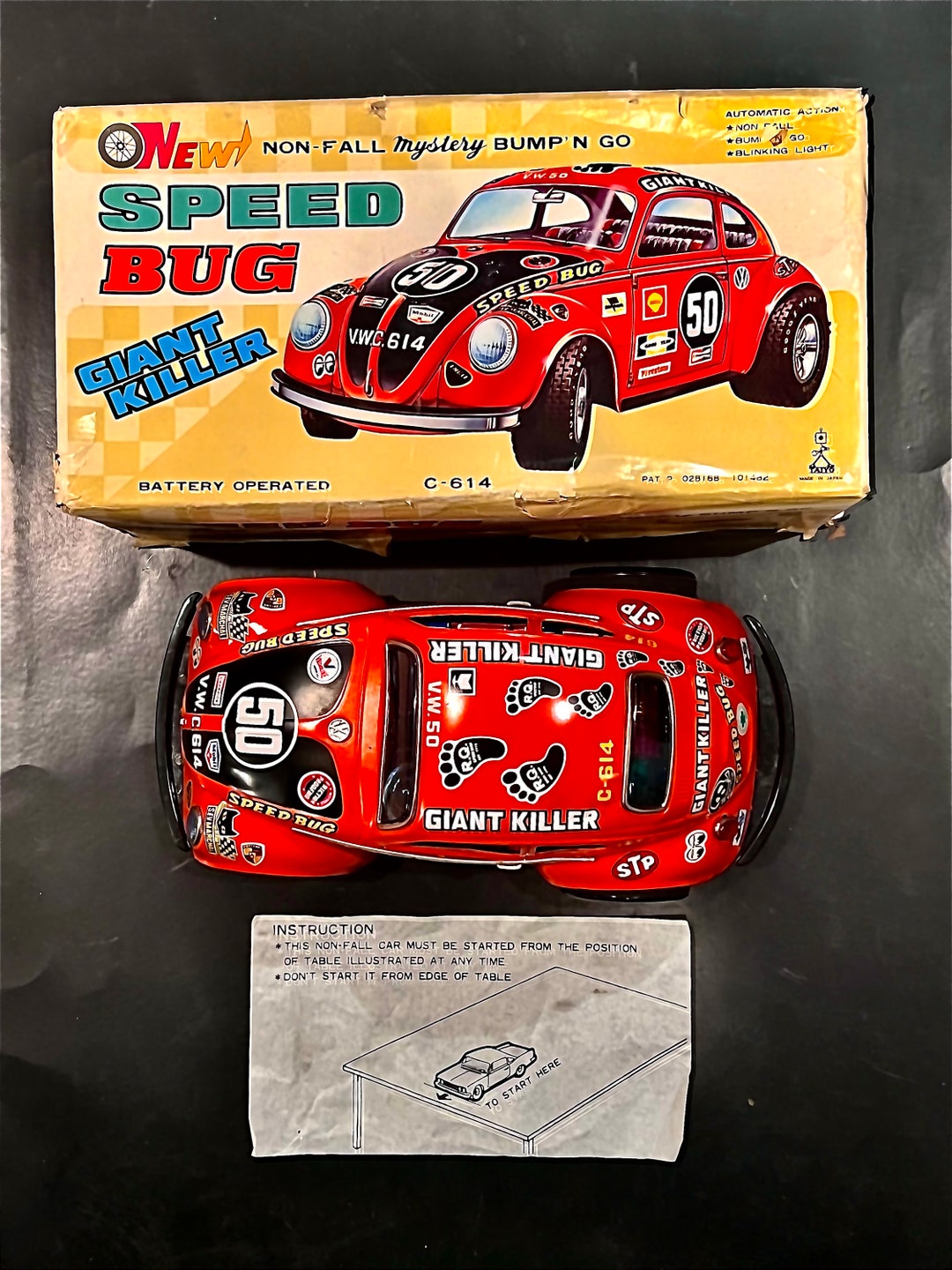 Vintage VW Speed Bug Tin Toy by Taiyo in Original Box & Instructions ...