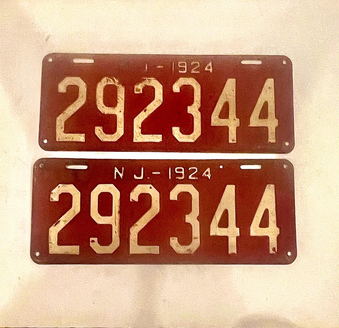 RARE 1924 Matching Pair of NJ License Plates - Etsy