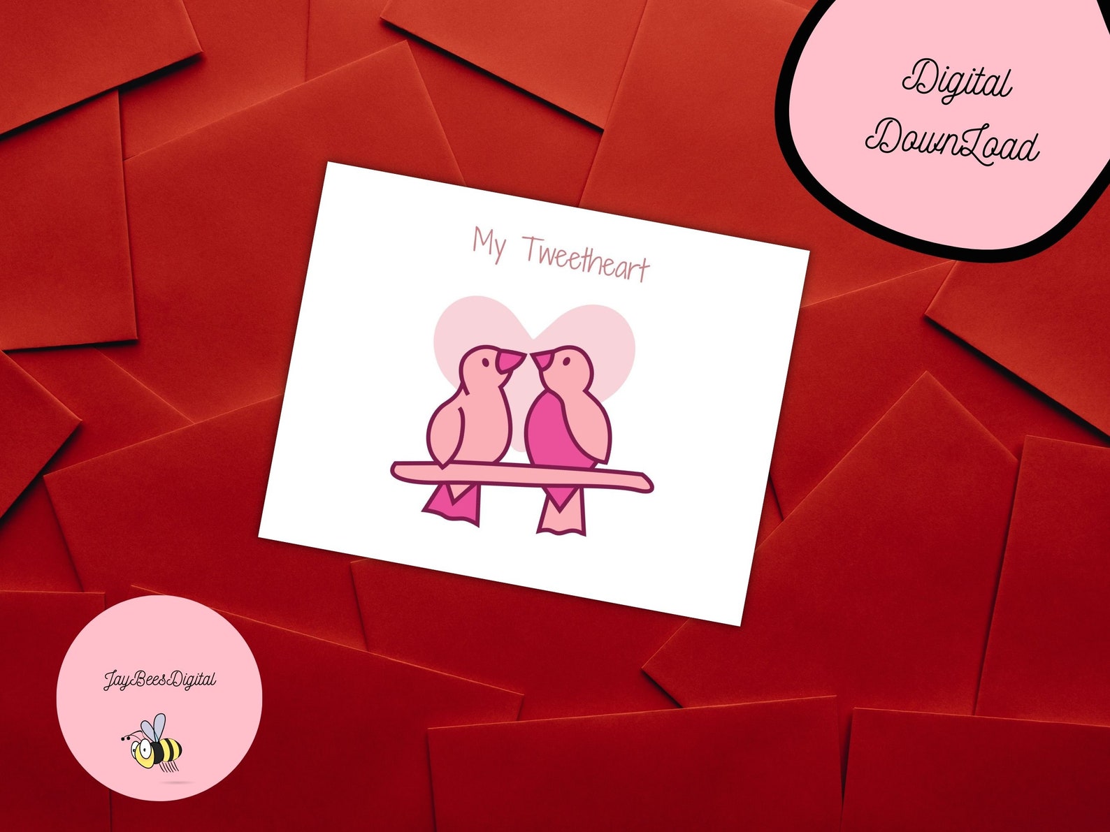 5 Printable Valentine Cards Bundle With Envelope Template, 5"x7 ...