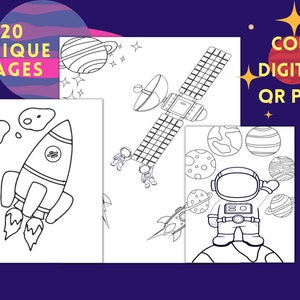 Digital Coloring Book Space and Alien Themed 20 Unique Printable Pages ...
