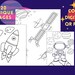 Digital Coloring Book Space and Alien Themed 20 Unique Printable Pages ...
