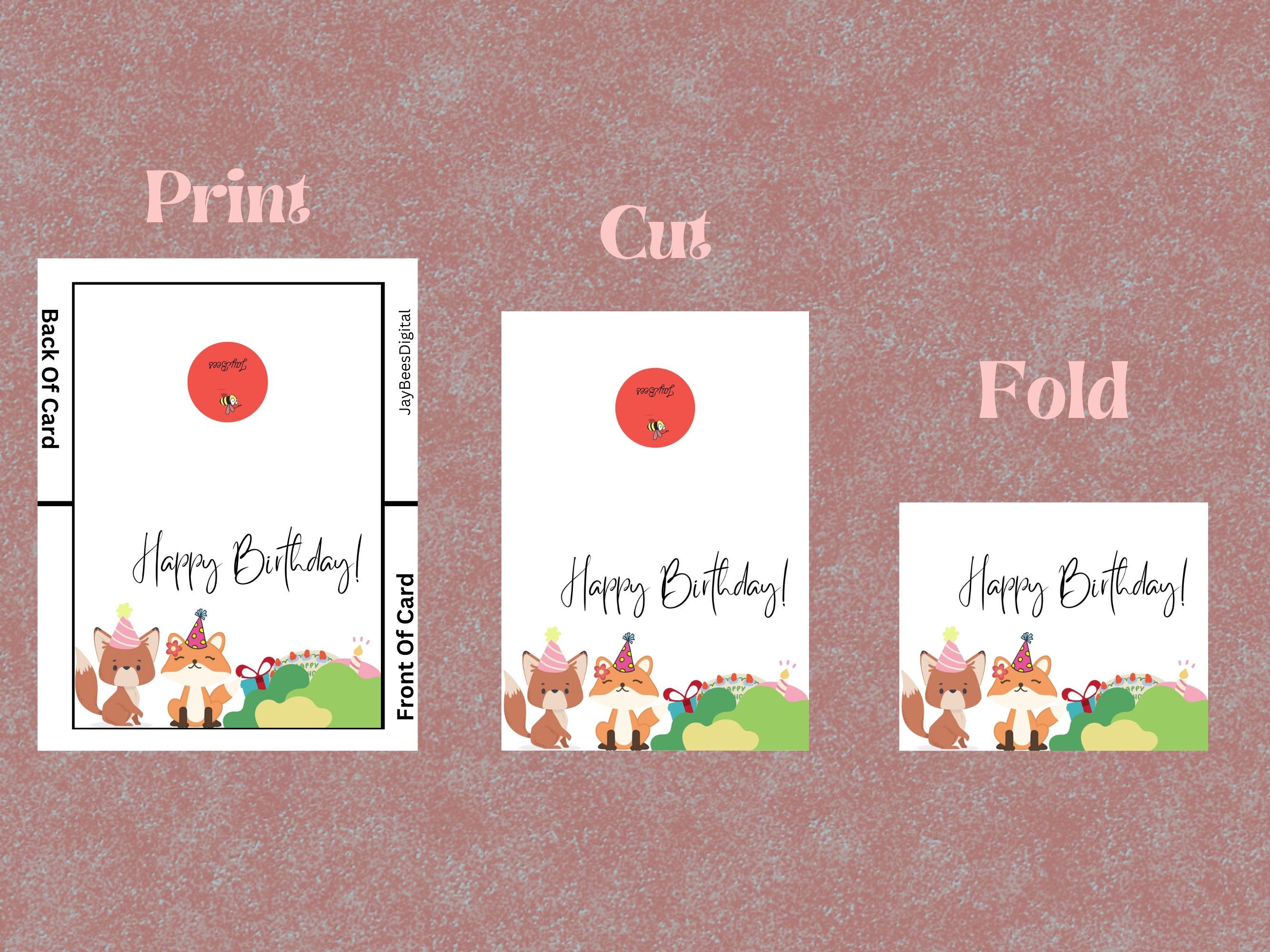 Printable Happy Birthday Card With Envelope Template, 5x7 Greeting ...