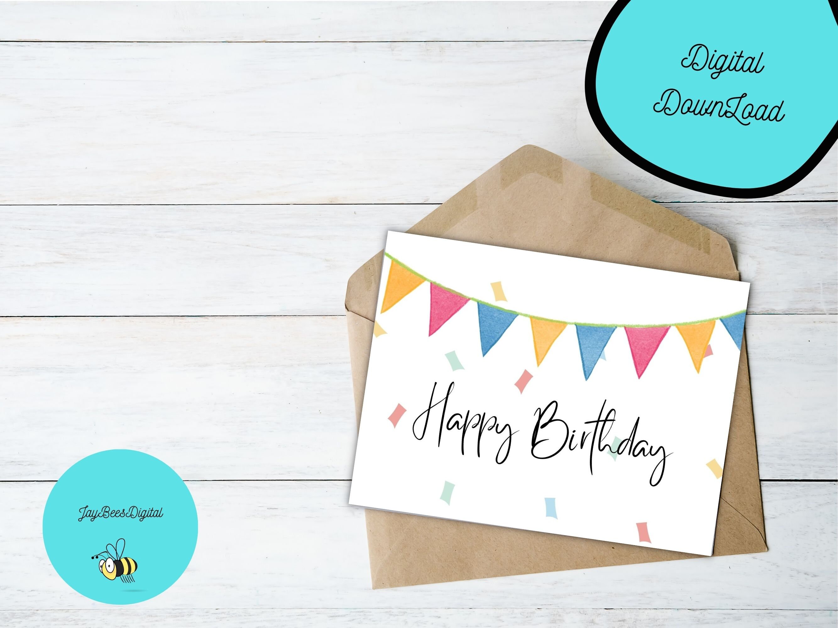 5 Printable Birthday Cards Bundle With Envelope Template, 5"x7 ...