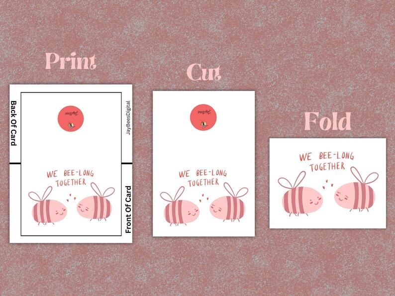 5 Printable Valentine Cards Bundle With Envelope Template, 5"x7 ...