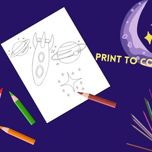 Digital Coloring Book Space and Alien Themed 20 Unique Printable Pages ...