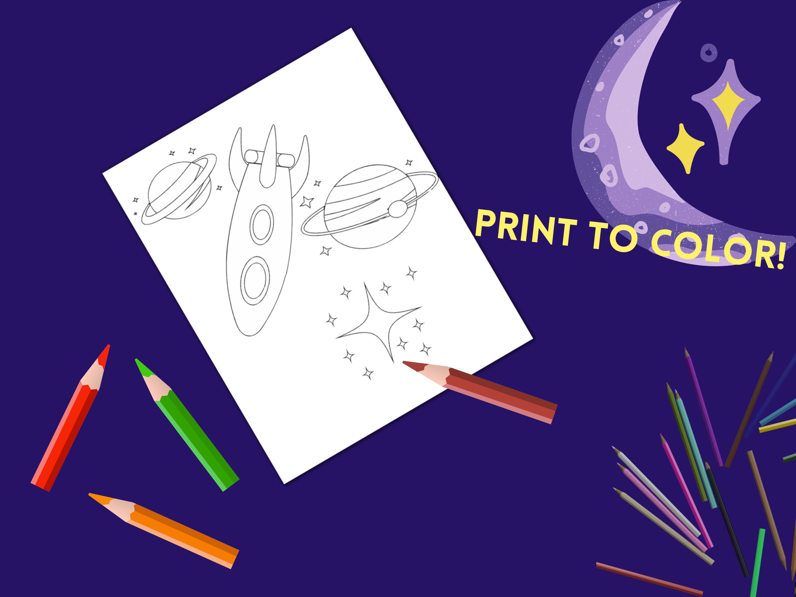 Digital Coloring Book Space and Alien Themed 20 Unique Printable Pages ...